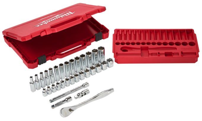 MILWAUKEE 3/8 RATCHET AND SOCKET SET METRIC - 32 PC