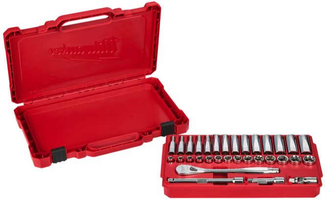 MILWAUKEE 3/8 RATCHET AND SOCKET SET METRIC - 32 PC