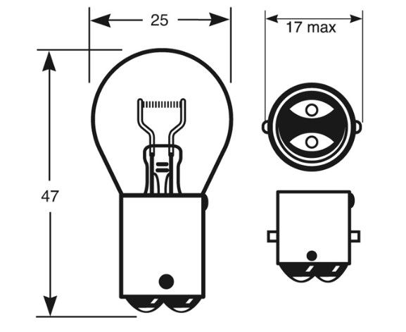 P21W (335) 12V RING Brake-Indicator-Reverse-Rear Fog Bulb RU335
