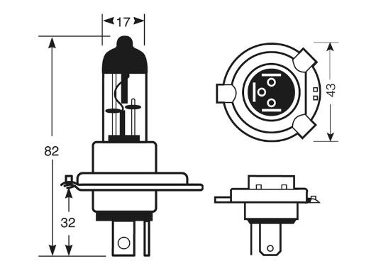 H4 UEC (P45t/012) RING Halogen Headlight Bulb RU12 - Bulbs