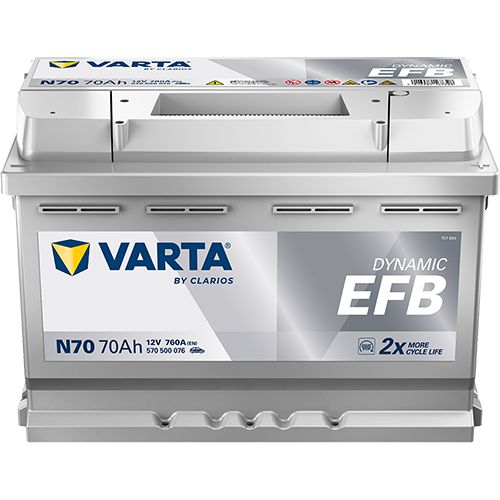 N70 Varta Dynamic EFB Start-Stop Car Battery 12V 70Ah (570500076) Type 096