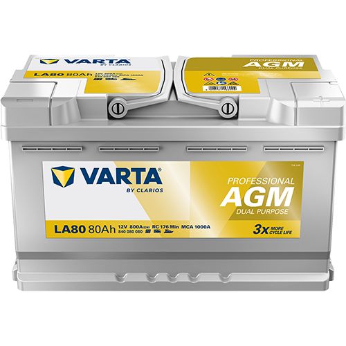LA80 Varta Professional Dual Purpose AGM Leisure Battery 840 080 080