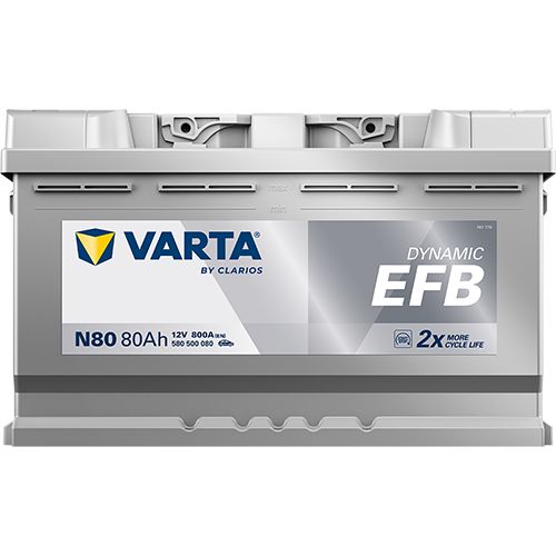 N80 Varta Dynamic EFB Start-Stop Car Battery 12V 80Ah (580500080) Type 110